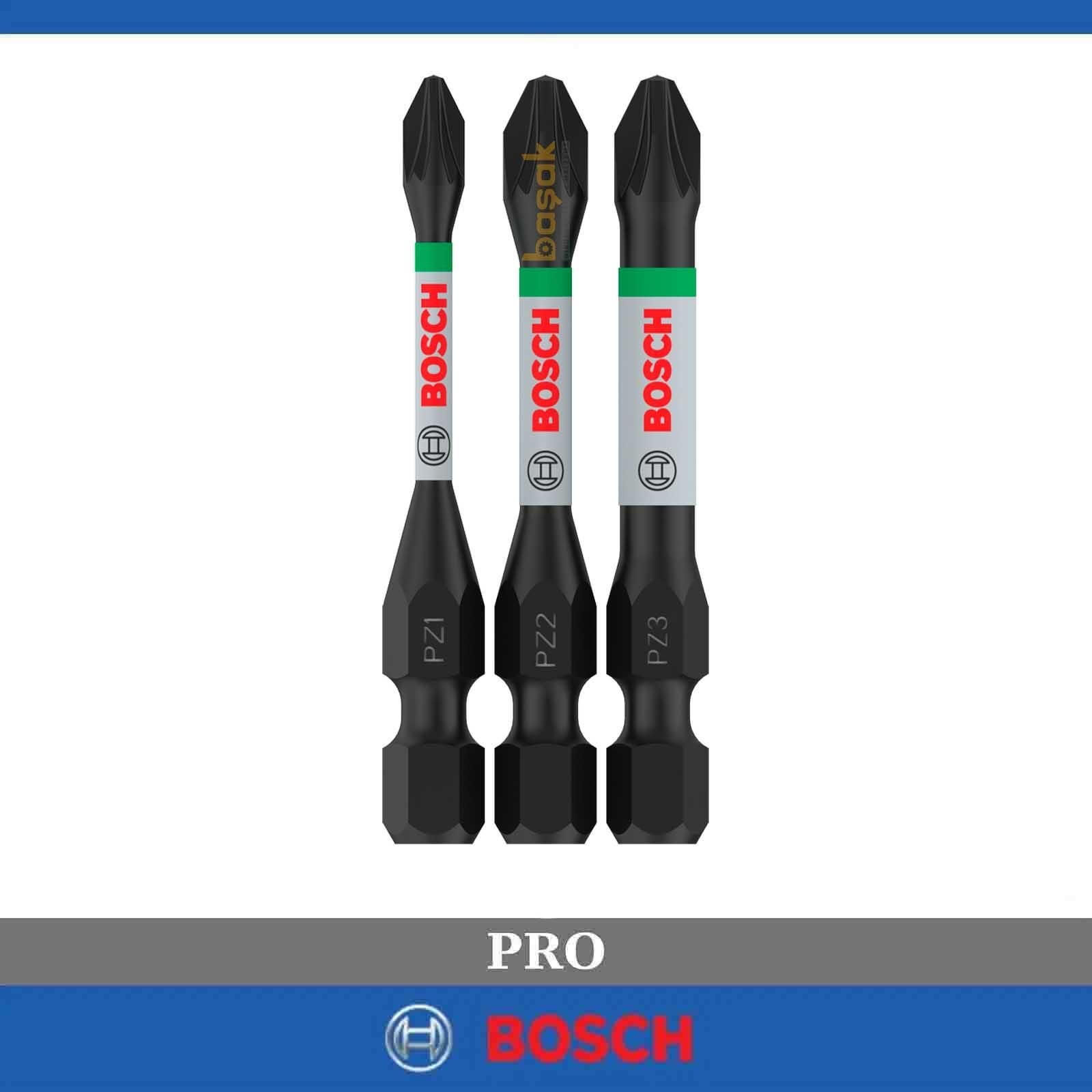Bosch Pro Impact 3'lü Yıldız Bits Uç Seti PZ1-PZ2-PZ3 55mm 2608521U57 ...